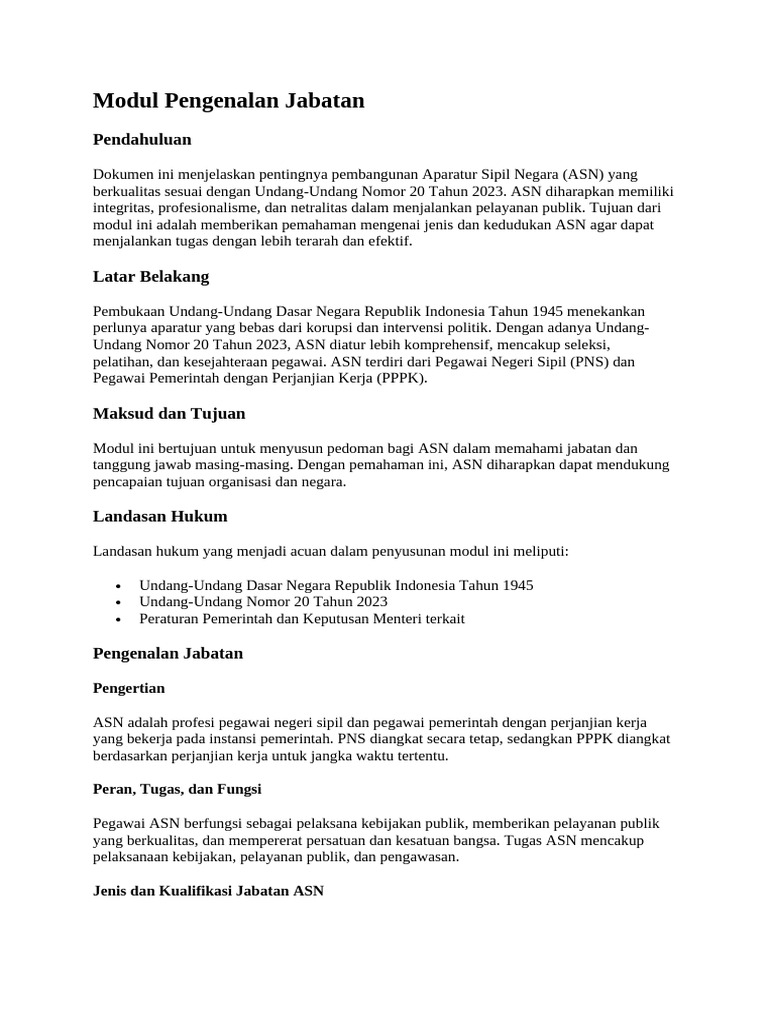 Resume Modul Pengenalan Jabatan | PDF