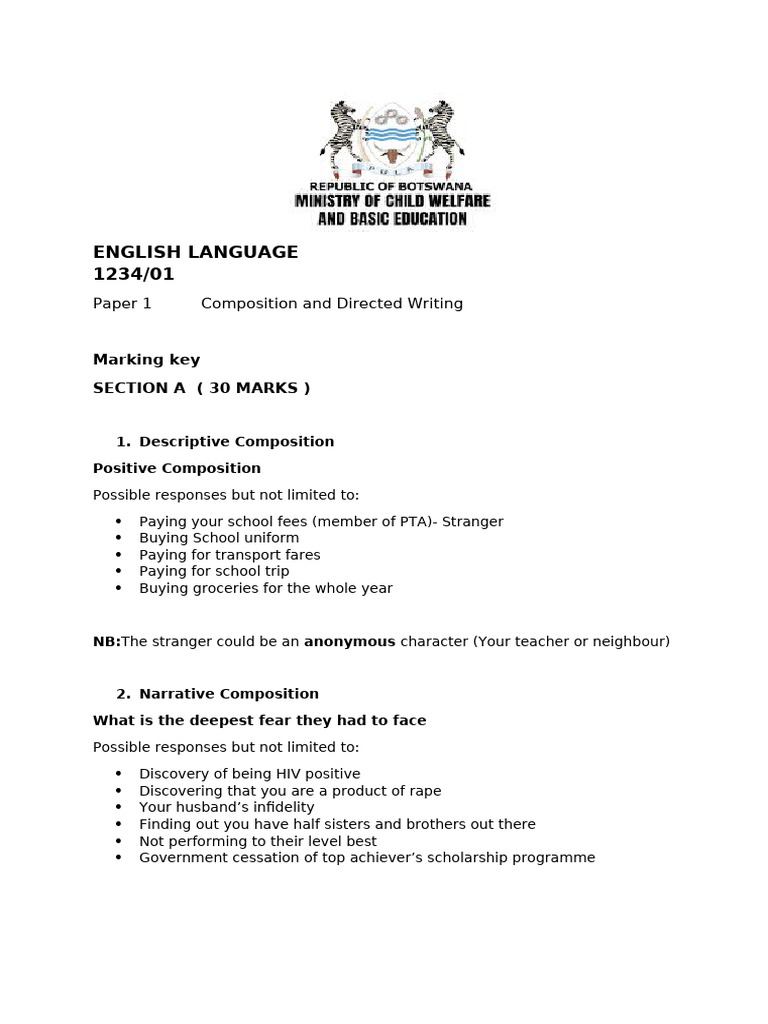 English Composition Marking Key Guide | PDF