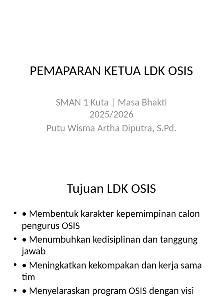 Pemaparan Ketua LDK OSIS 2025 | PDF