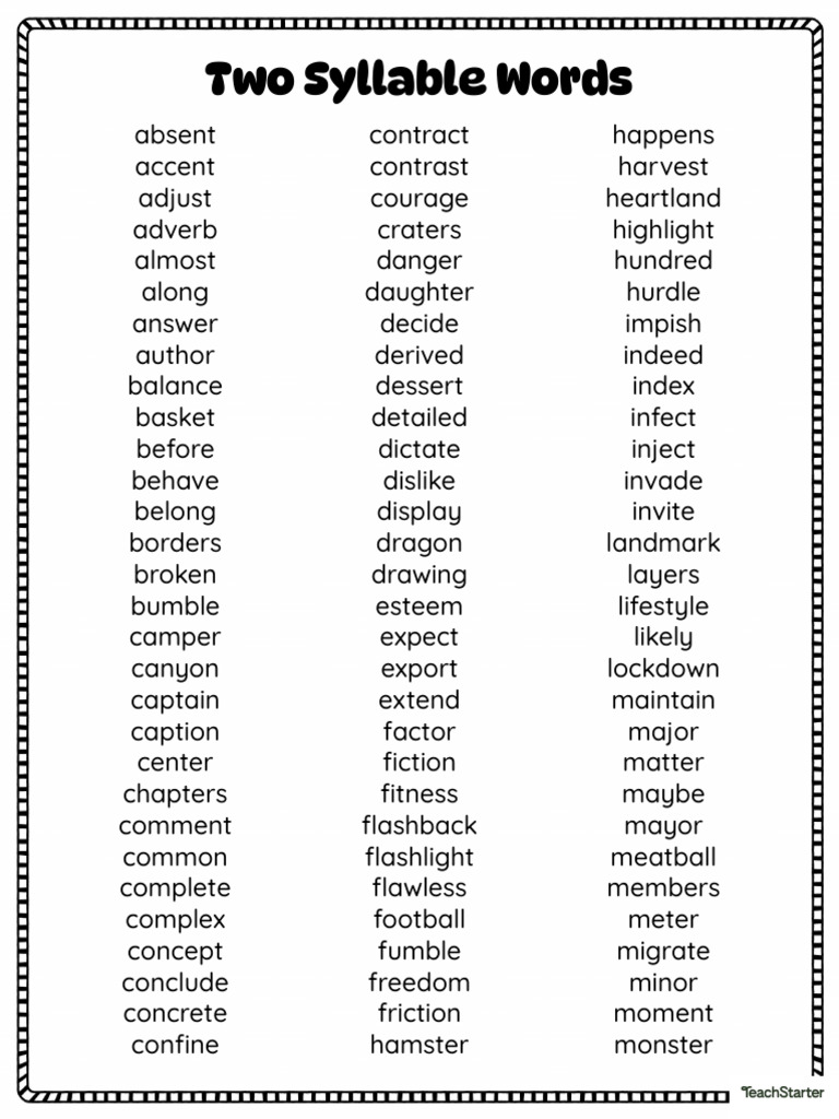 Multisyllabic Word List PDF | PDF
