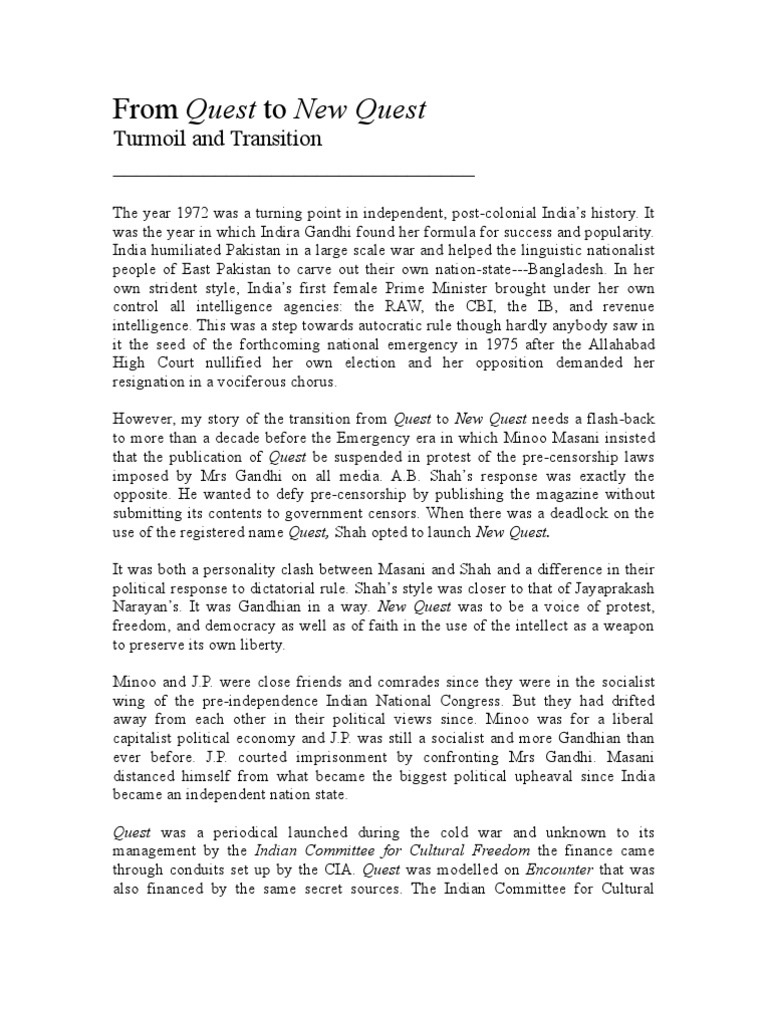Quest To New Quest | PDF | Government