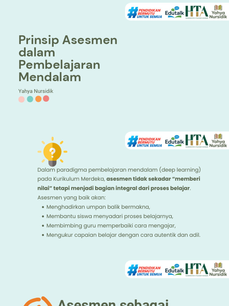 Prinsip Asesmen Pembelajaran Mendalam | PDF