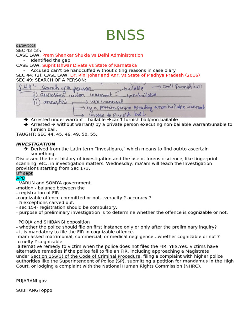 Preliminary Inquiry Under BNSS Guidelines | PDF