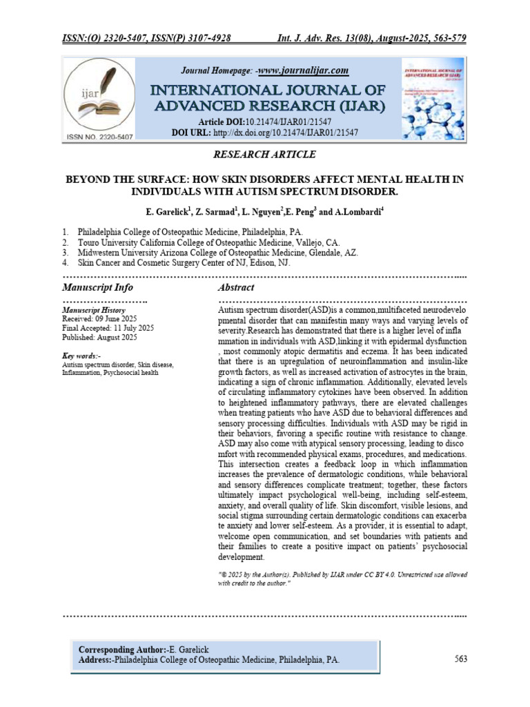 Beyond The Surface: How Skin Disorders Affect Mental Health in ...