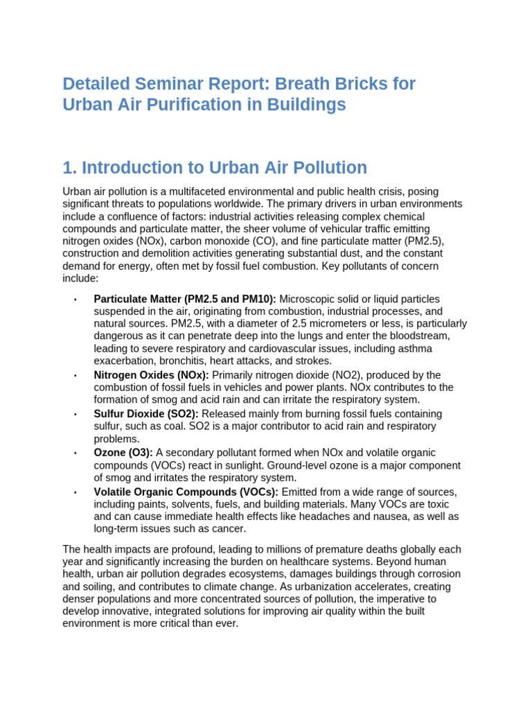 Breath Bricks: Urban Air Purification | PDF | N Ox | Particulates