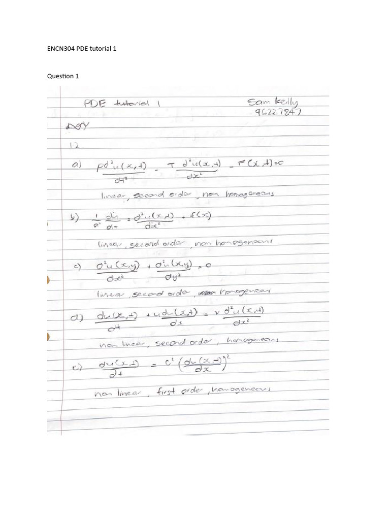 Samuel Kelly - 3164436 - Assignsubmission - File - ENCN304 PDE Tut 1 ...