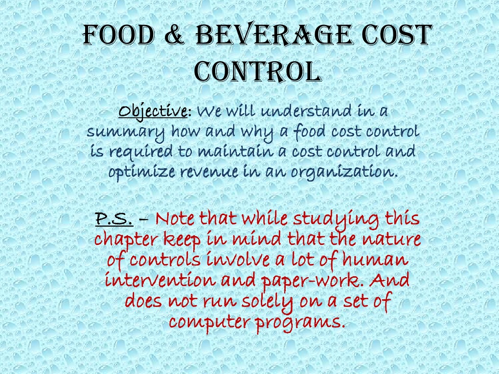 Food & Beverage Cost Control Overview | PDF | Cost Accounting | Profit ...