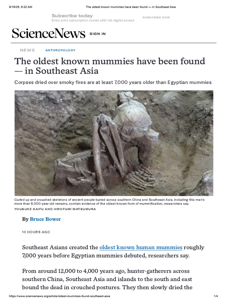 The Oldest Known Mummies Have Been Found - in Southeast Asia | PDF | Mummy