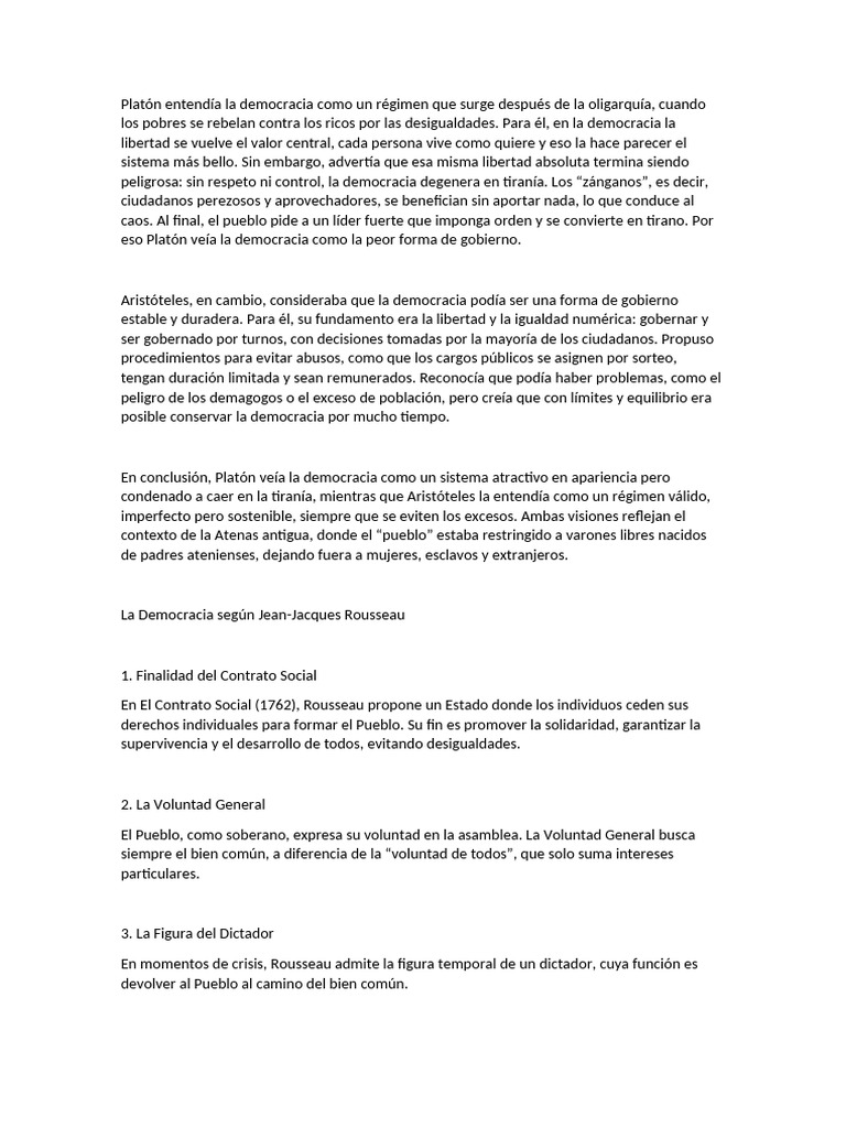 Platón Entendía La Democracia Como Un Régimen Que Surge Después de La ...
