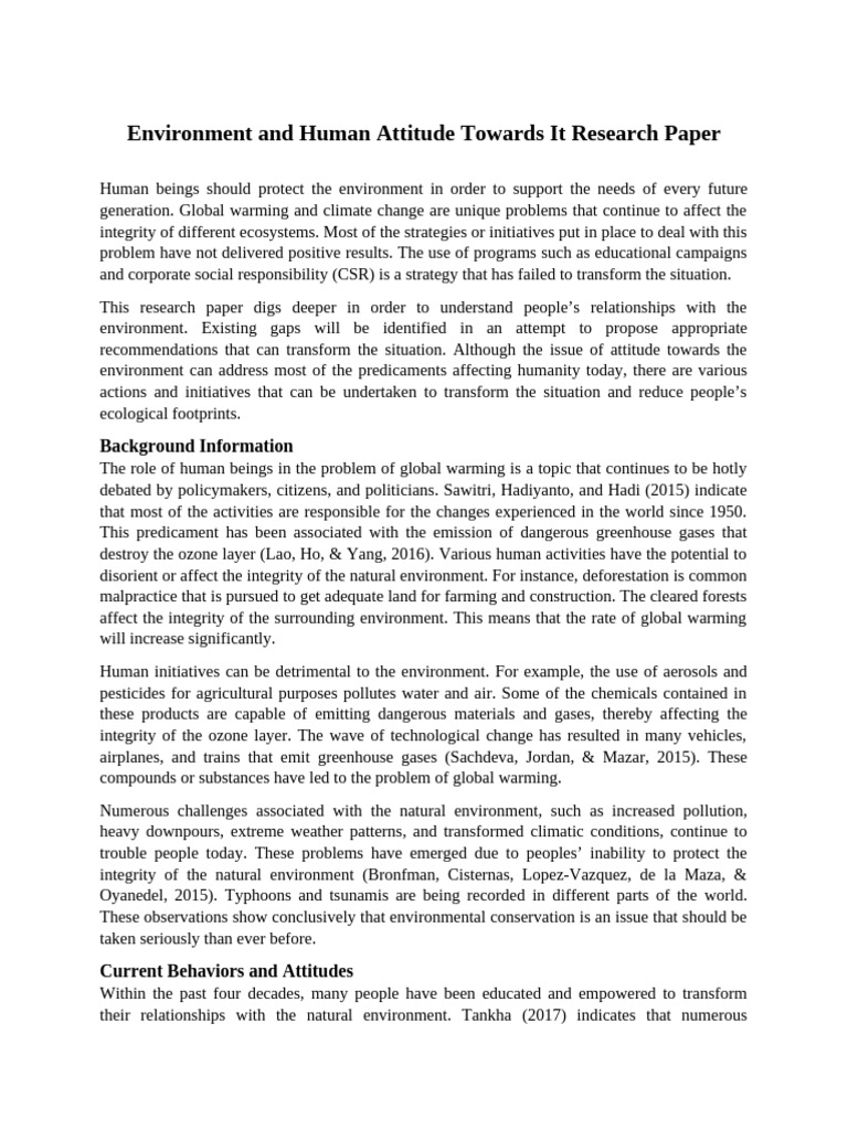 Environment and Human Attitude Towards It Research Paper | PDF ...