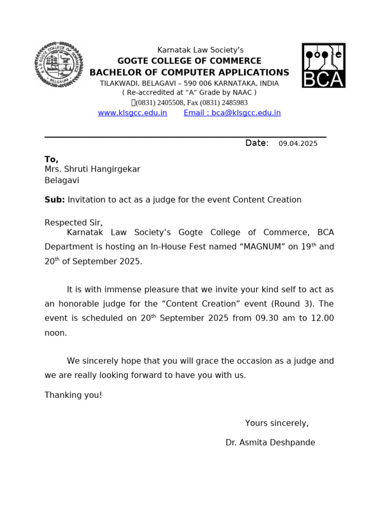 Judges Invitation Template | PDF