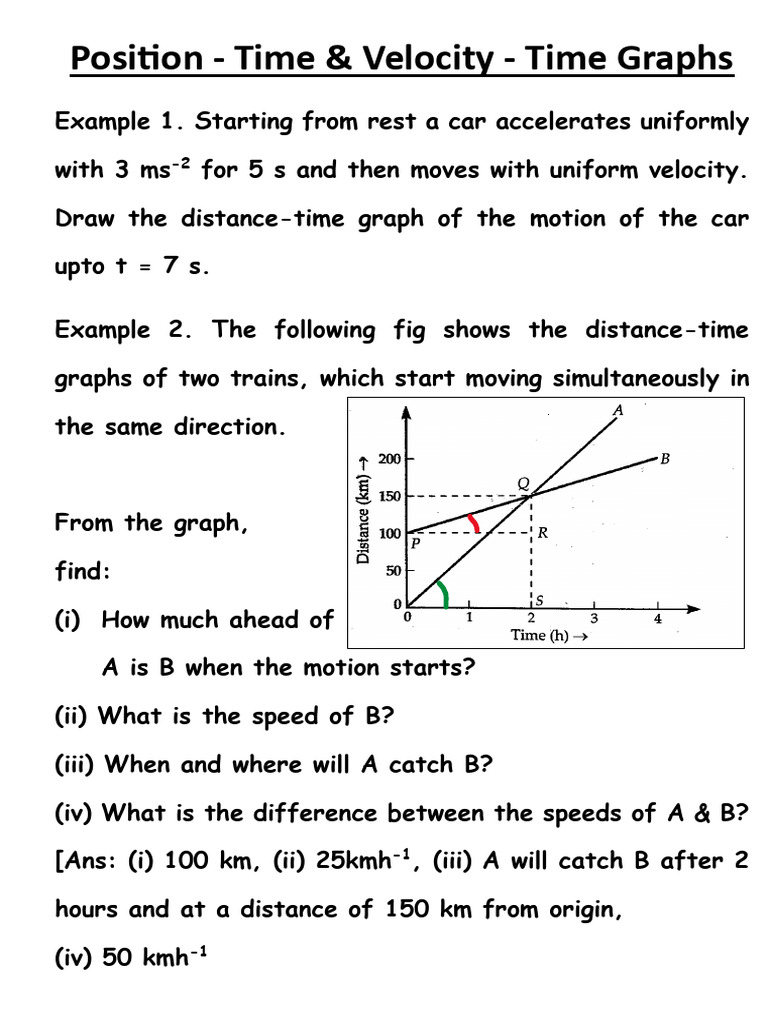Position - Time & Velocity - Time Graph | PDF | Speed | Acceleration