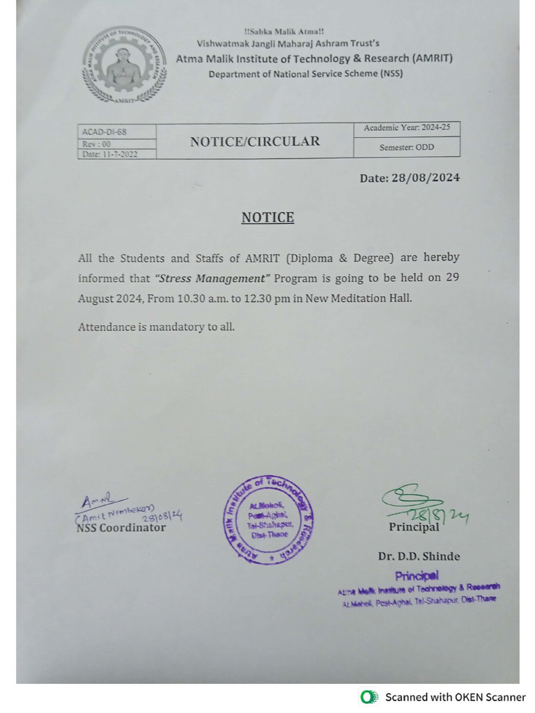 Notice of Stress Managment Program | PDF