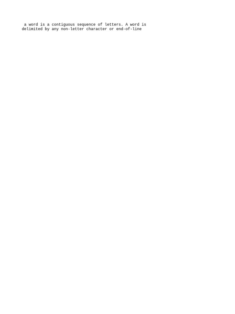 A Word Is A Contiguous Sequence of Letters. A Word Is Delimited by Any ...