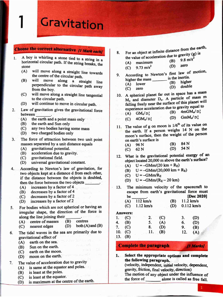 Science 1 Gravitation | PDF