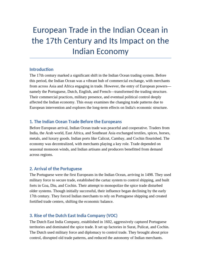 European Trade Indian Ocean 17th Century | PDF | East India Company | Trade