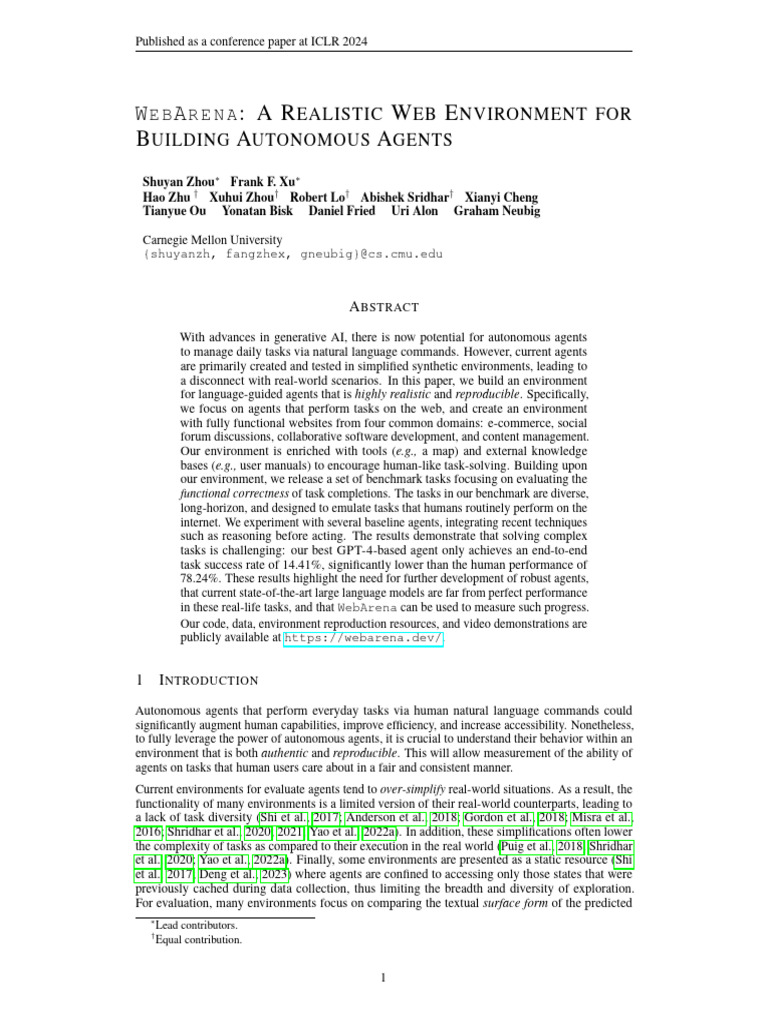 Zhou 等 - 2024 - WebArena a Realistic Web Environment for Building ...