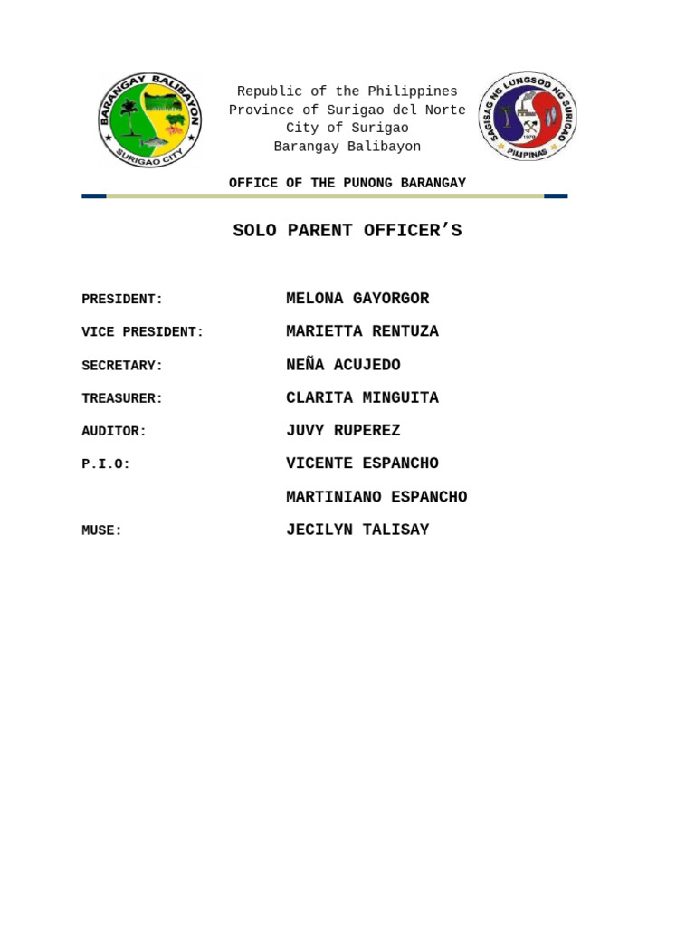 Solo Parent Officers | PDF