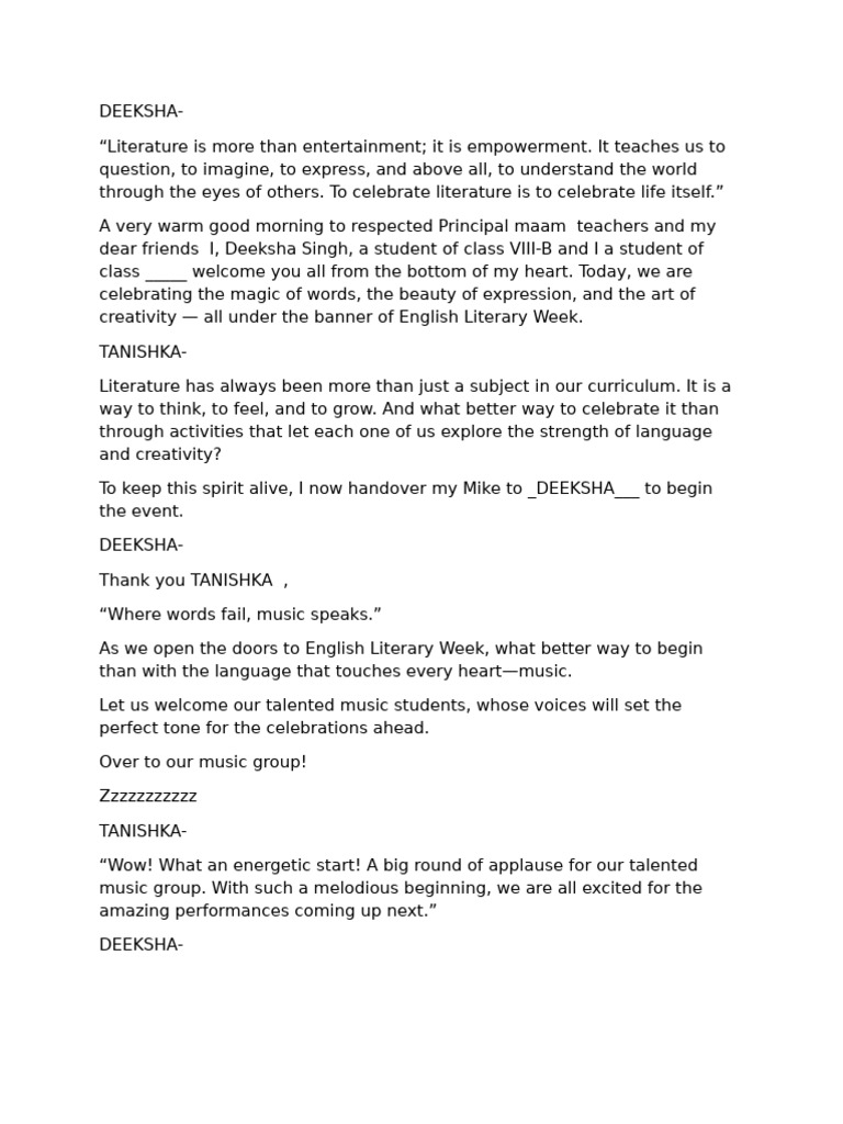 English Literary Week Anchoring | PDF