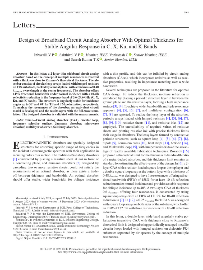 Broadband Circuit Analog Absorber Design | PDF | Microwave | Antenna ...