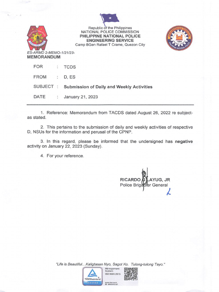 Submission of Daily and Weekly Activities | PDF
