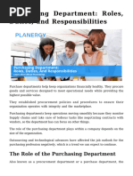 Purchasing Department Roles and Duties | PDF | Procurement | Business ...