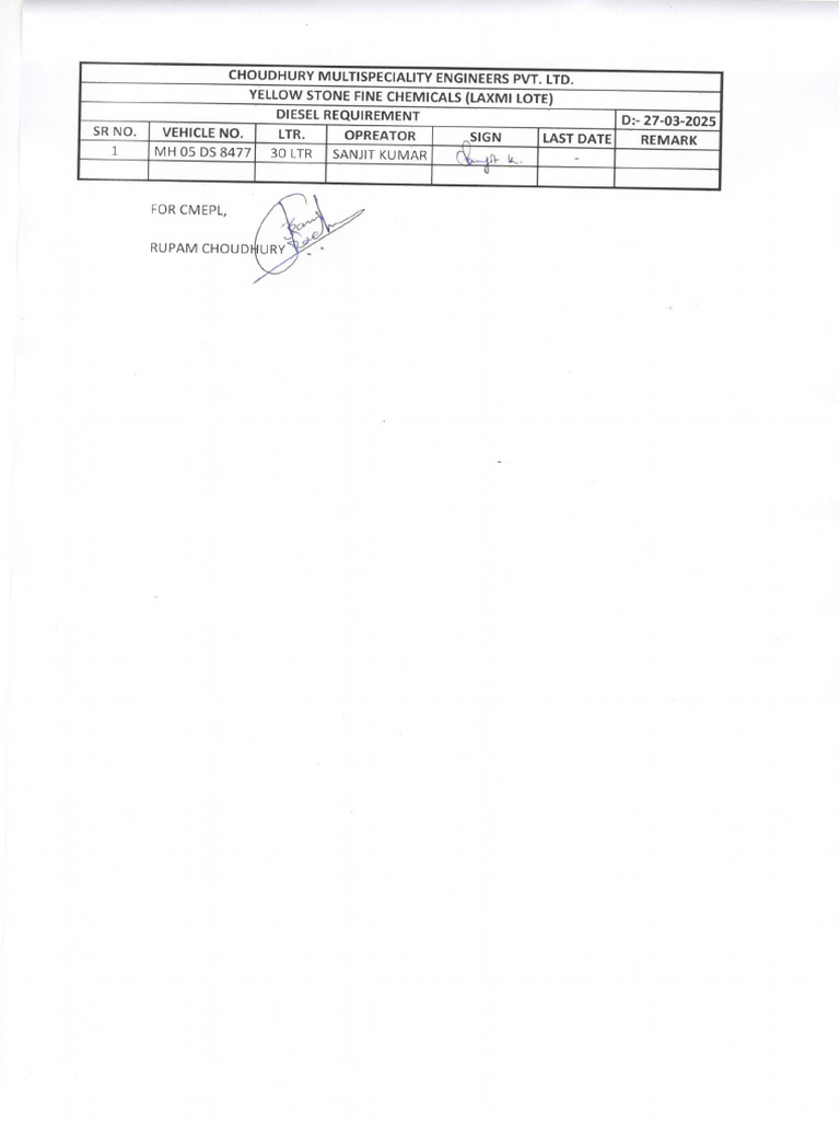 Diseal Requirement 27-03-2025 | PDF