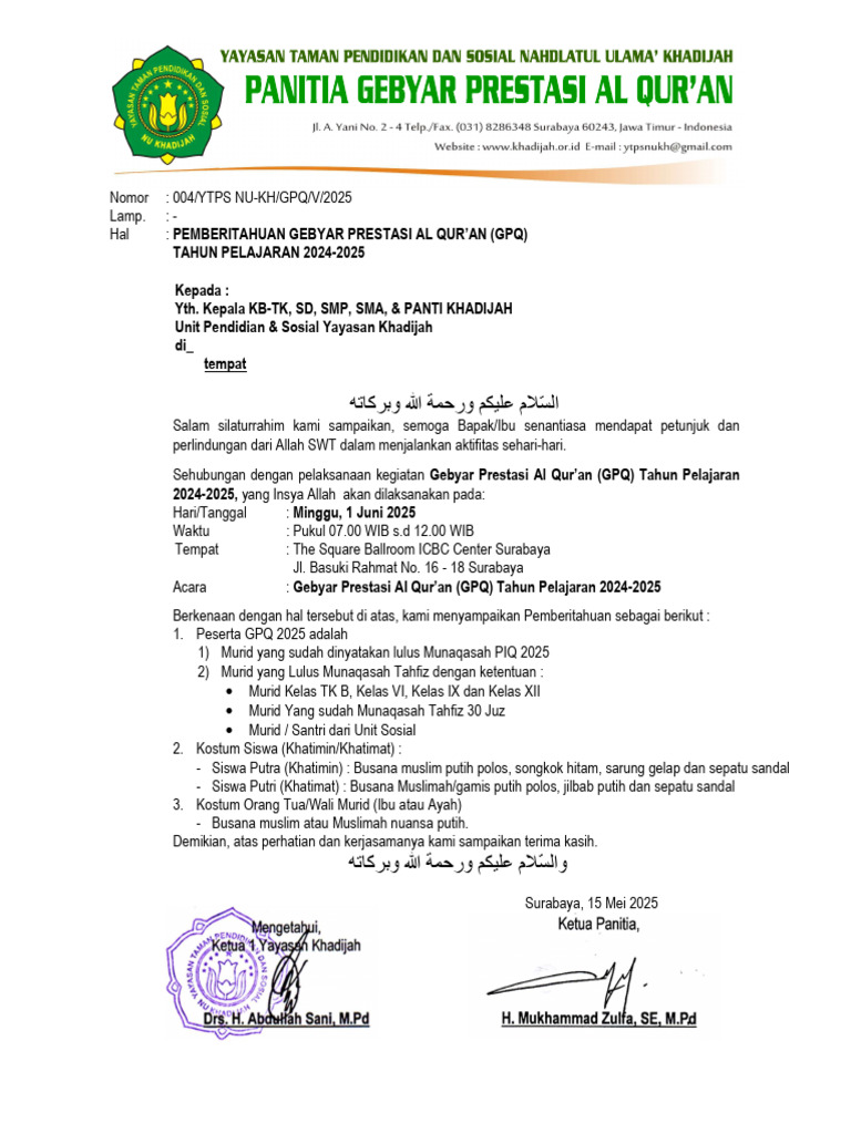 Pemberitahuan GPQ 2024-2025 | PDF