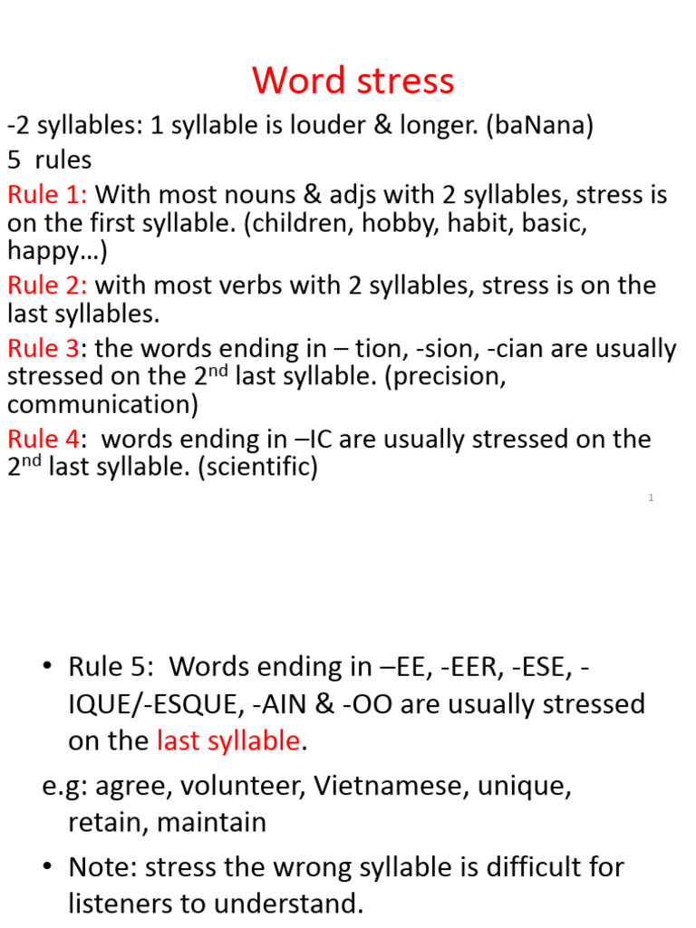 Rules of Word Stress | PDF