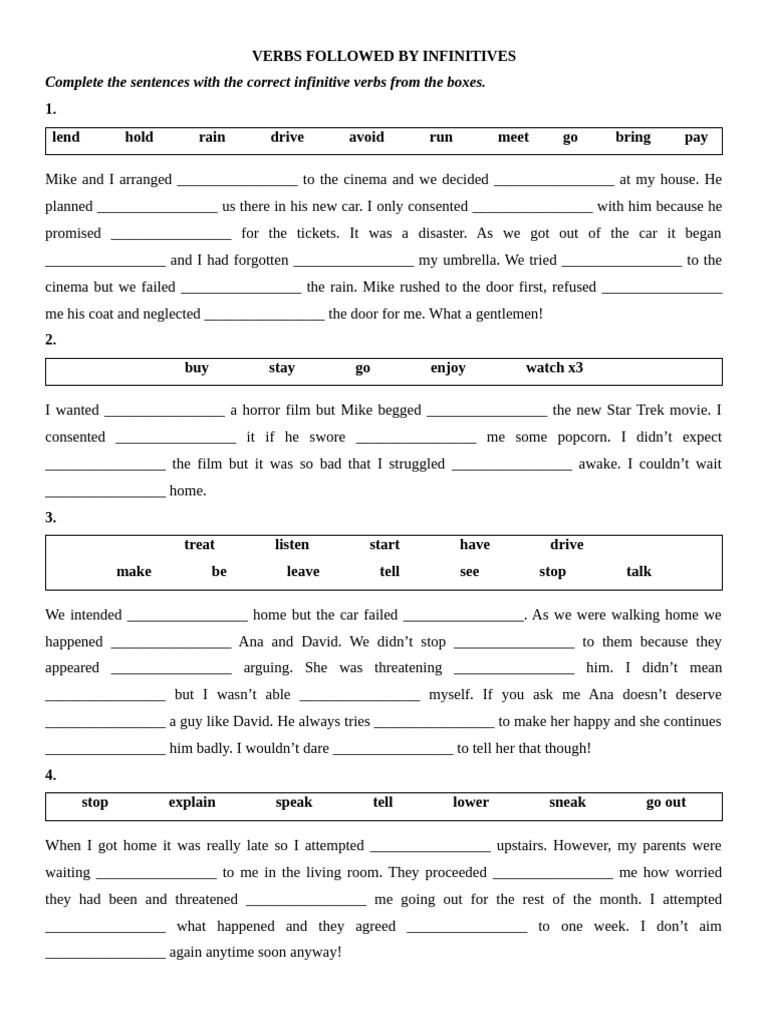Verbs Followed by Infinitives | PDF | Chess Theory