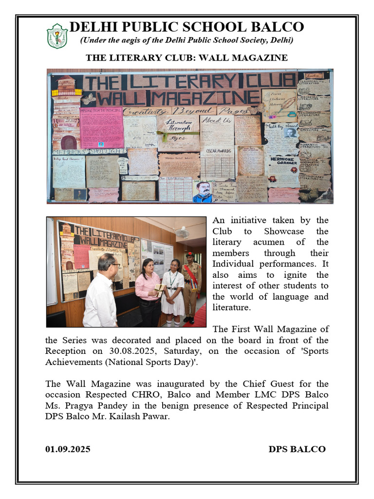 Wall Magazine Launch at DPS Balco | PDF