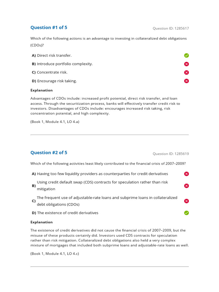 Reading 4 Credit Risk Transfer Mechanisms - Answers | PDF | Credit ...
