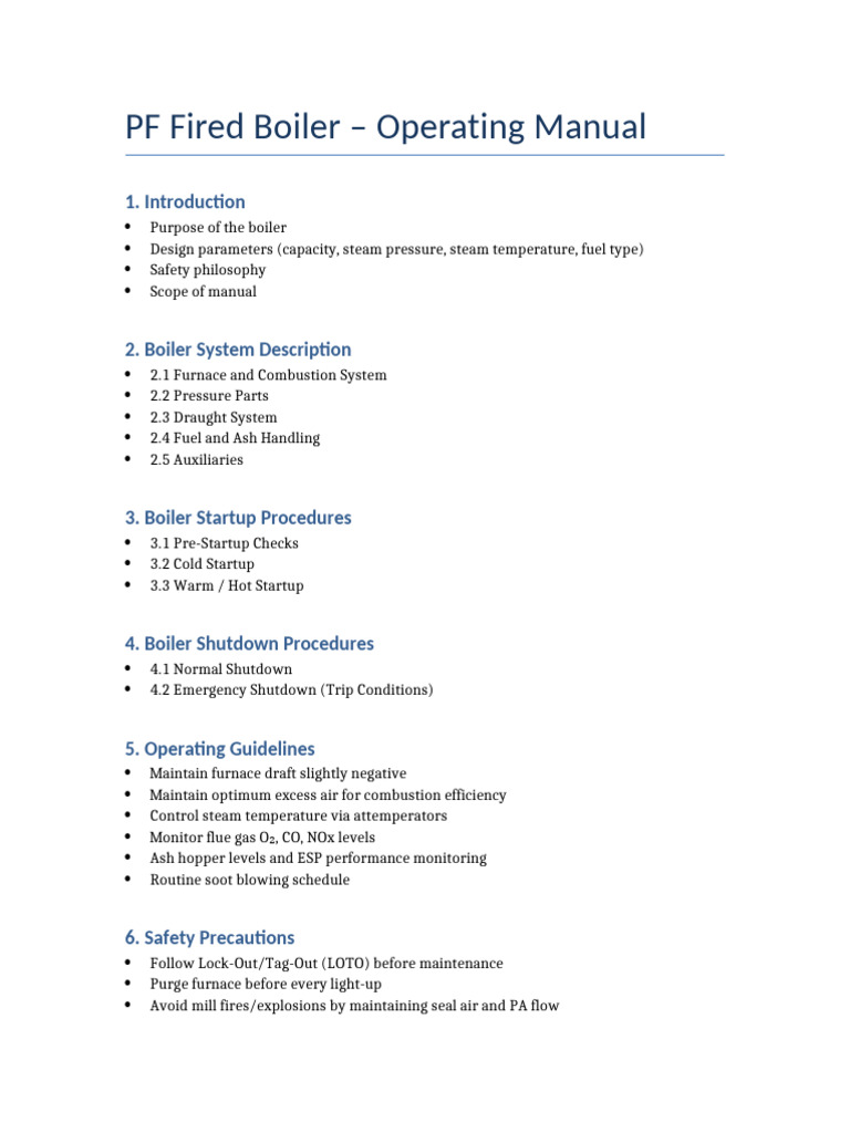PF Boiler Operating Manual | PDF