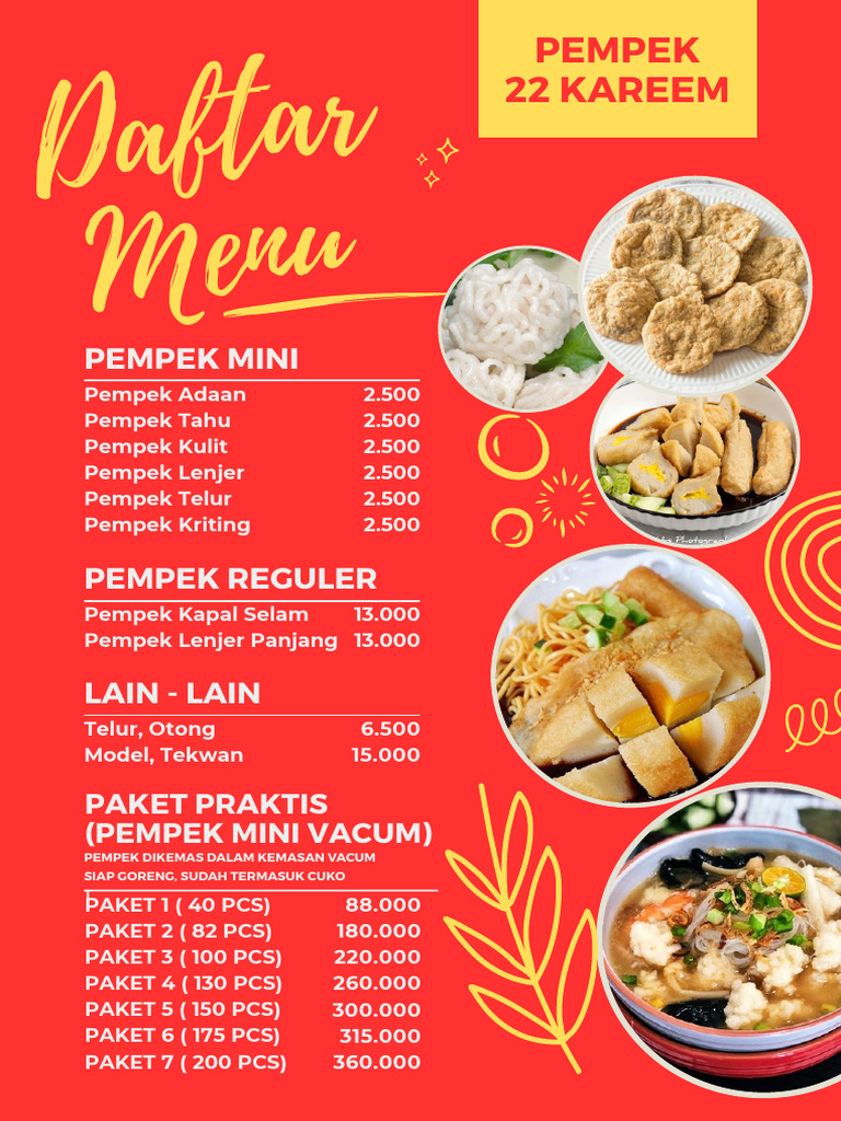 Menu Pempek Variasi dan Paket Praktis | PDF