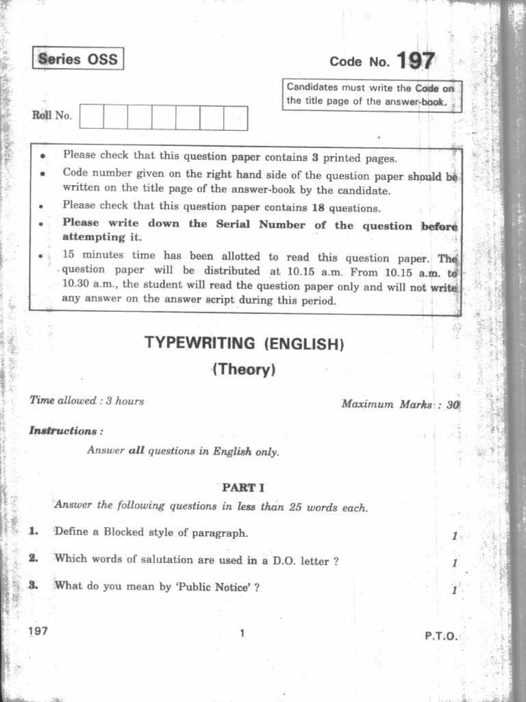 Typewriting (English) | PDF