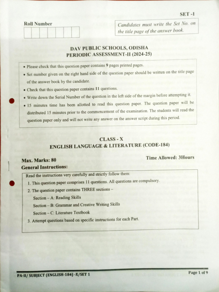 X - Qp-Eng-Set-1-Hy-2024-25 | PDF