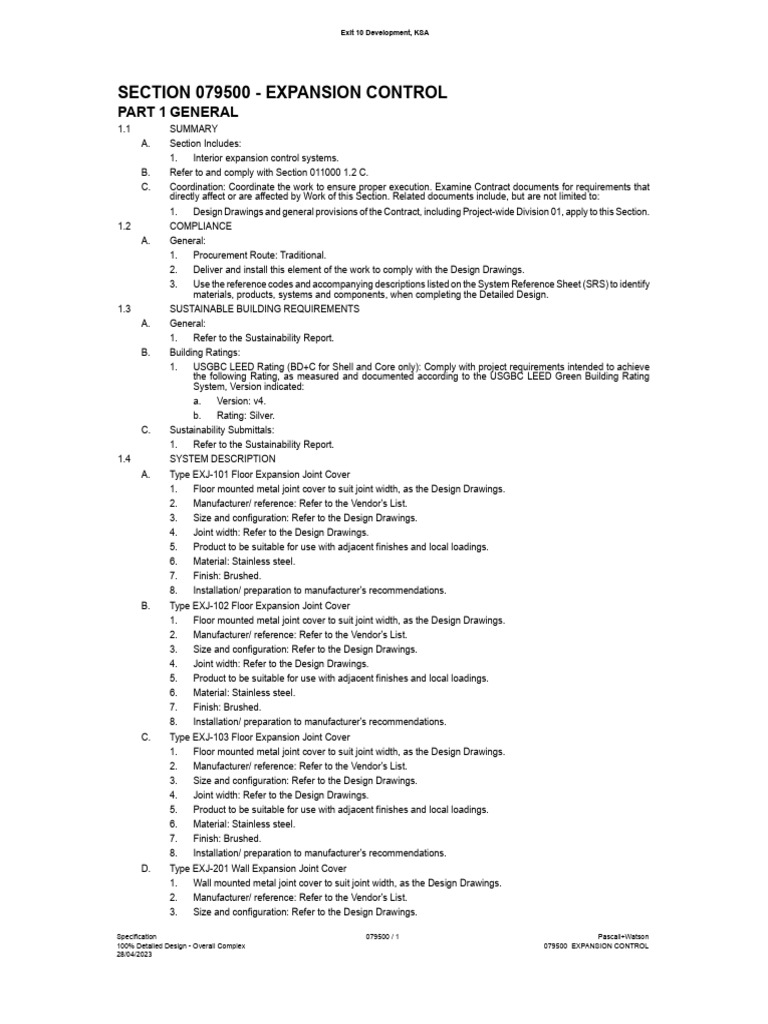 Expansion Control Systems Specification | PDF | Extrusion | Adhesive
