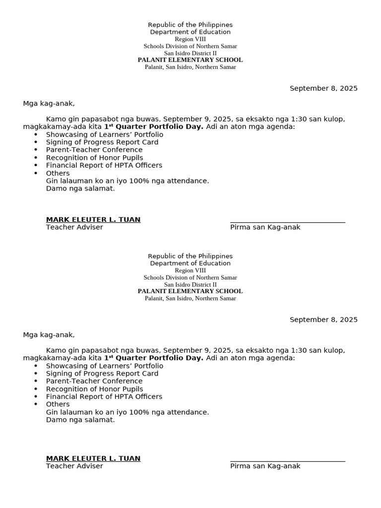 1st Quarter Portfolio Day Notice | PDF