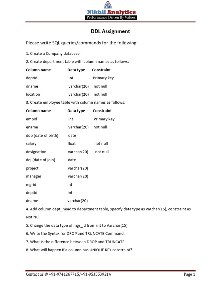 DDL Assignments | PDF