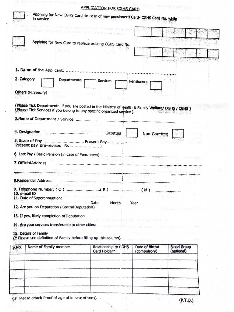 Cghs Form Pdf