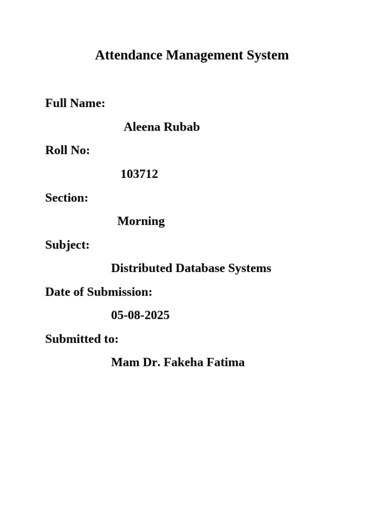 Attendance Management System Pdf