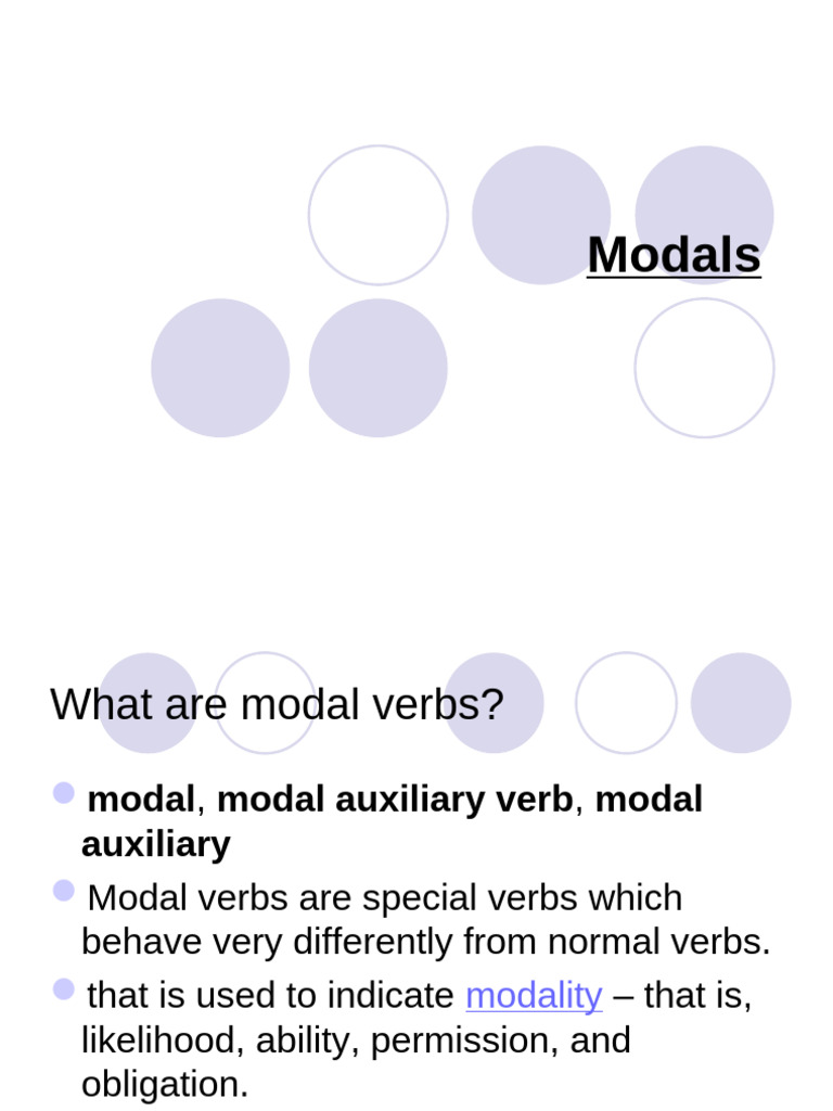 Modals | PDF | Semantic Units | Linguistic Morphology
