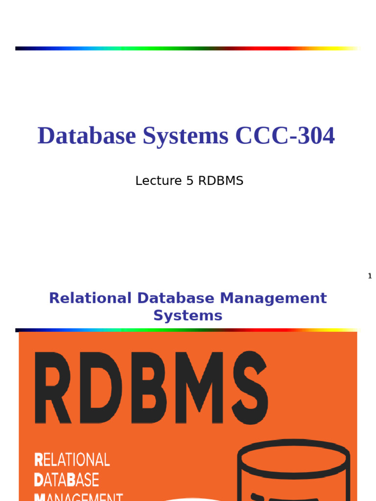 Lecture 5 RDBMS | PDF | Relational Database | Databases