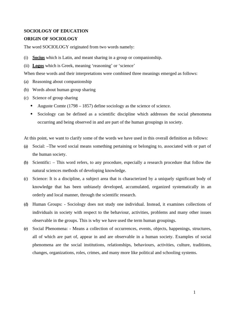 SOCIOLOGY OF EDUCATION Short Notes For Slides... Whole | PDF | Teachers ...