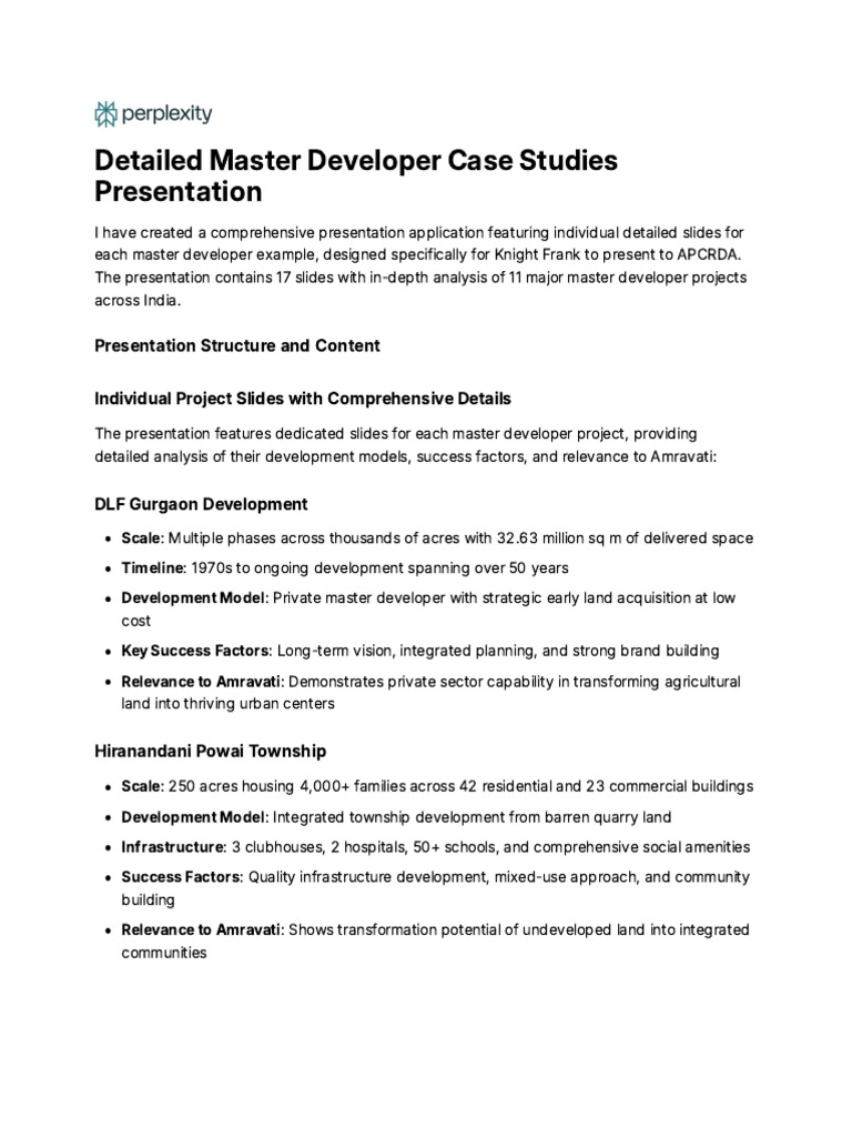 Detailed Master Developer Case Studies Presentatio | PDF ...