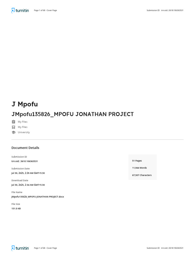 JMpofu135826 - MPOFU JONATHAN PROJECT | PDF | Citation | Publishing