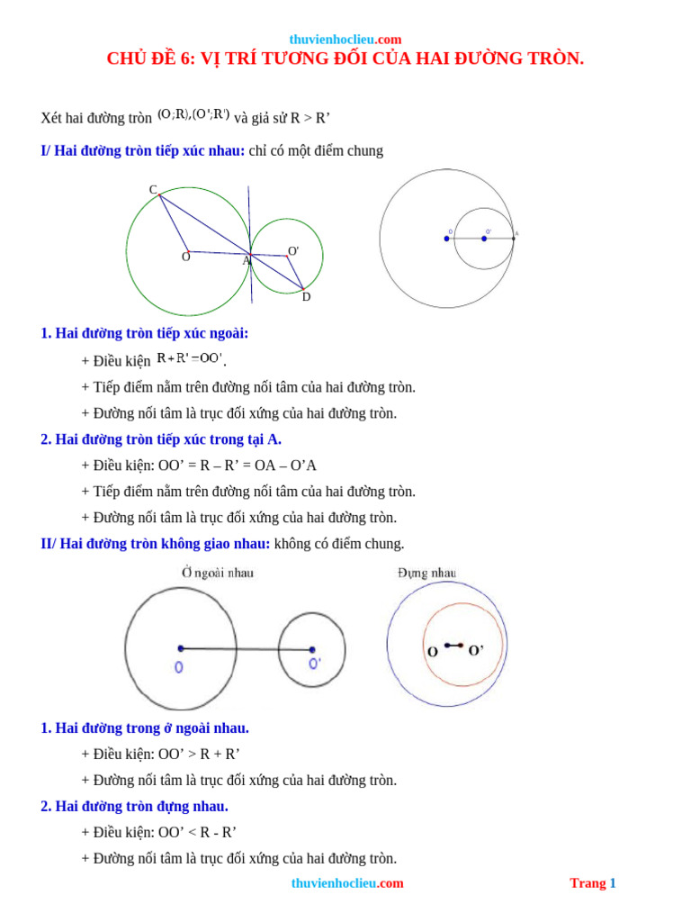 PP Giai Vi Tri Tuong Doi Cua Hai Duong Tron | PDF