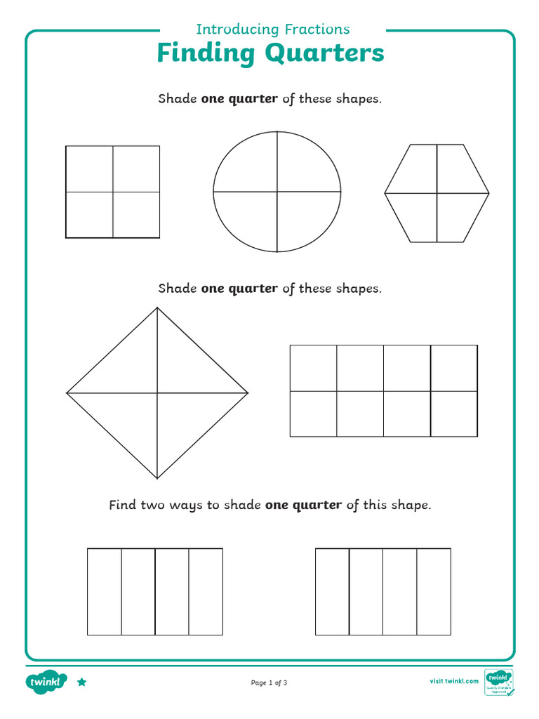 Shading Quarters: Fraction Practice | PDF