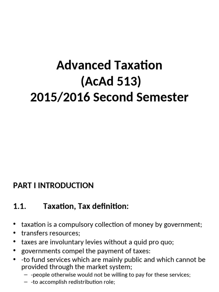 Understanding Advanced Taxation Principles | PDF | Taxes | Equity ...