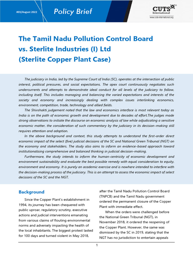 Economic Impact of Sterlite Copper Closure | PDF